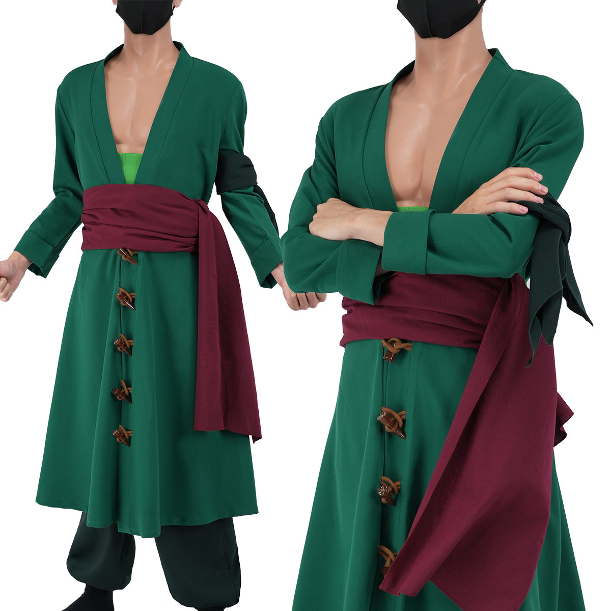 HOLOUN ONE Anime Roronoa Zoro Cosplay Costume Pants Haori Head Scarf A ...