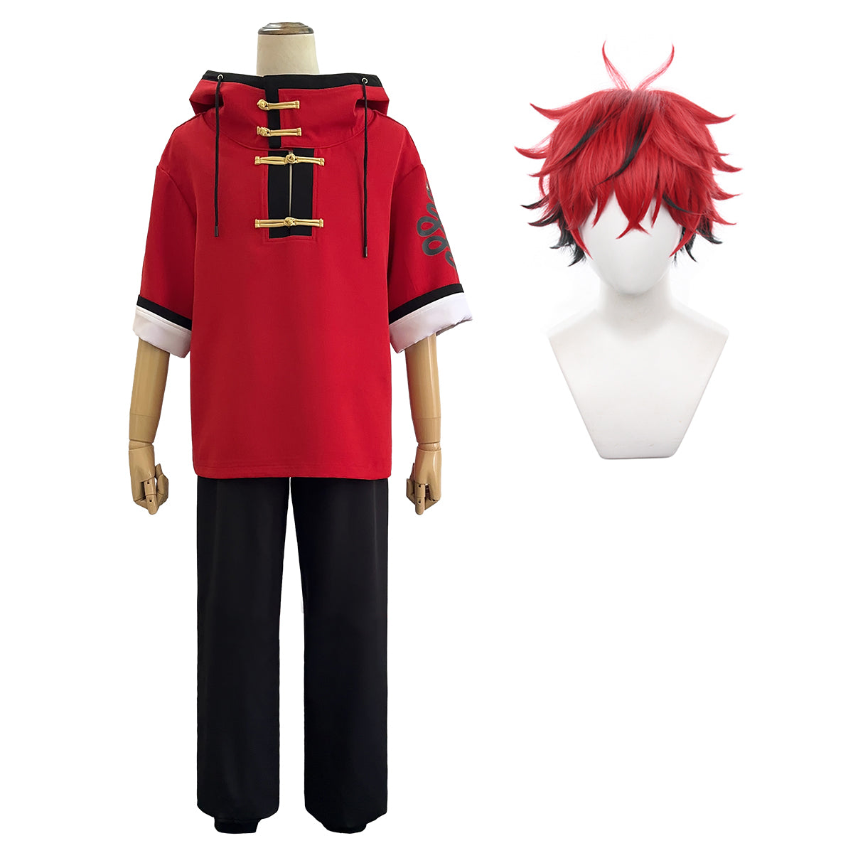 HOLOUN Gokurakugai Manga Anime Alma Cosplay Costume Wig Red Hoodie Bla ...