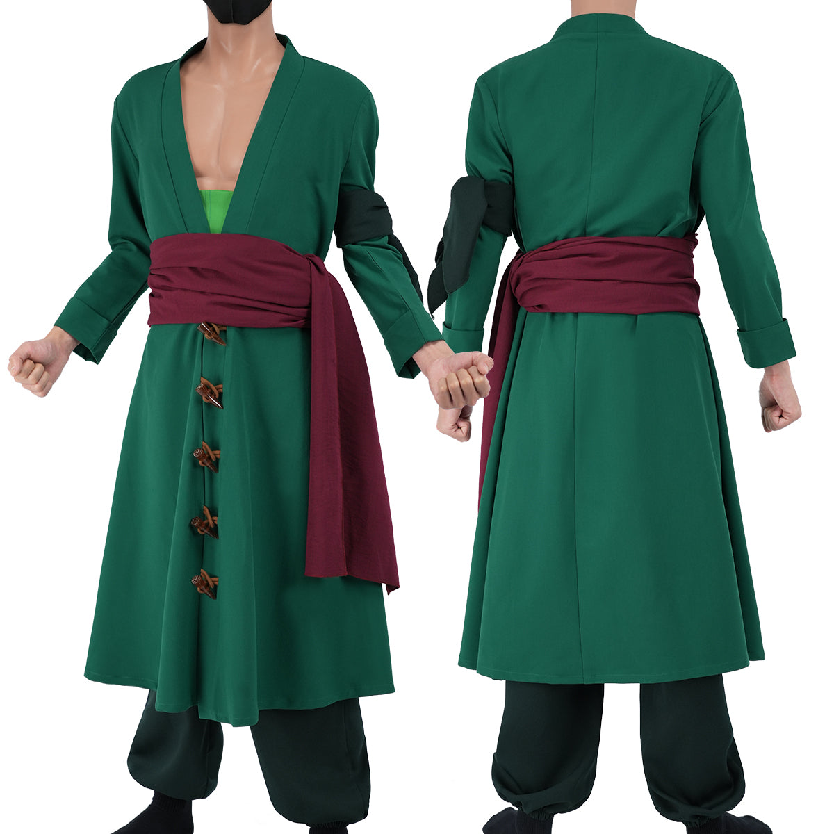 HOLOUN ONE Anime Roronoa Zoro Cosplay Costume Pants Haori Head Scarf A ...